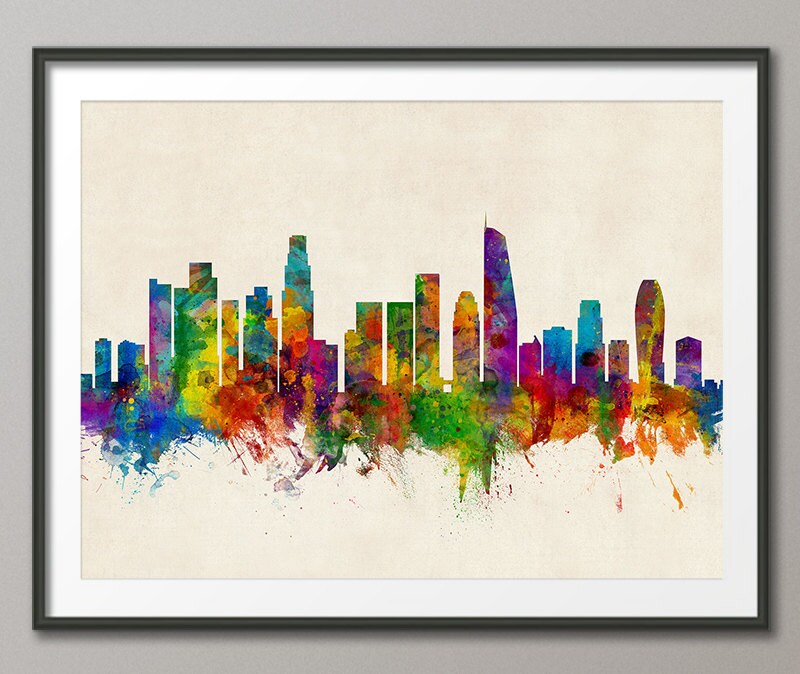 Los Angeles Skyline, Los Angeles California Cityscape Art Print (2655 ...