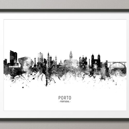 Porto Skyline Portugal Cityscape Painting Art Print Poster CX - Etsy