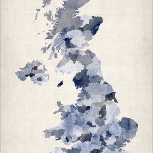 Great Britain UK Watercolor Map, Art Print (621) - Etsy