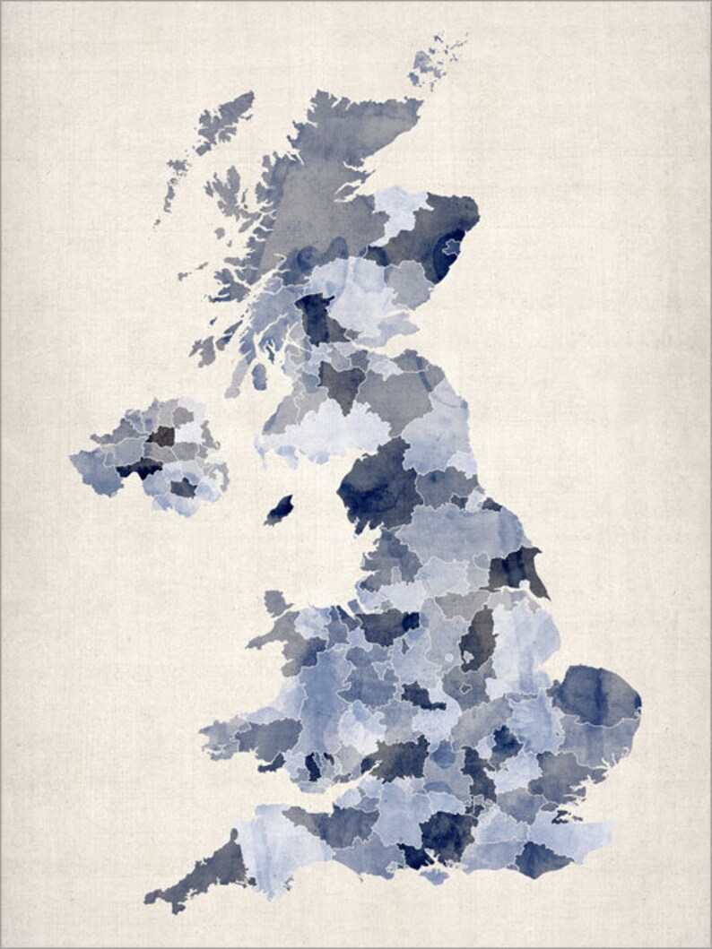 Great Britain UK Watercolor Map Art Print 621 - Etsy