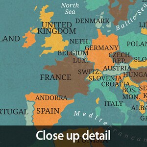 Retro Political Map of the World Map, Art Print, 18x24 up to 24x36 1096 ...