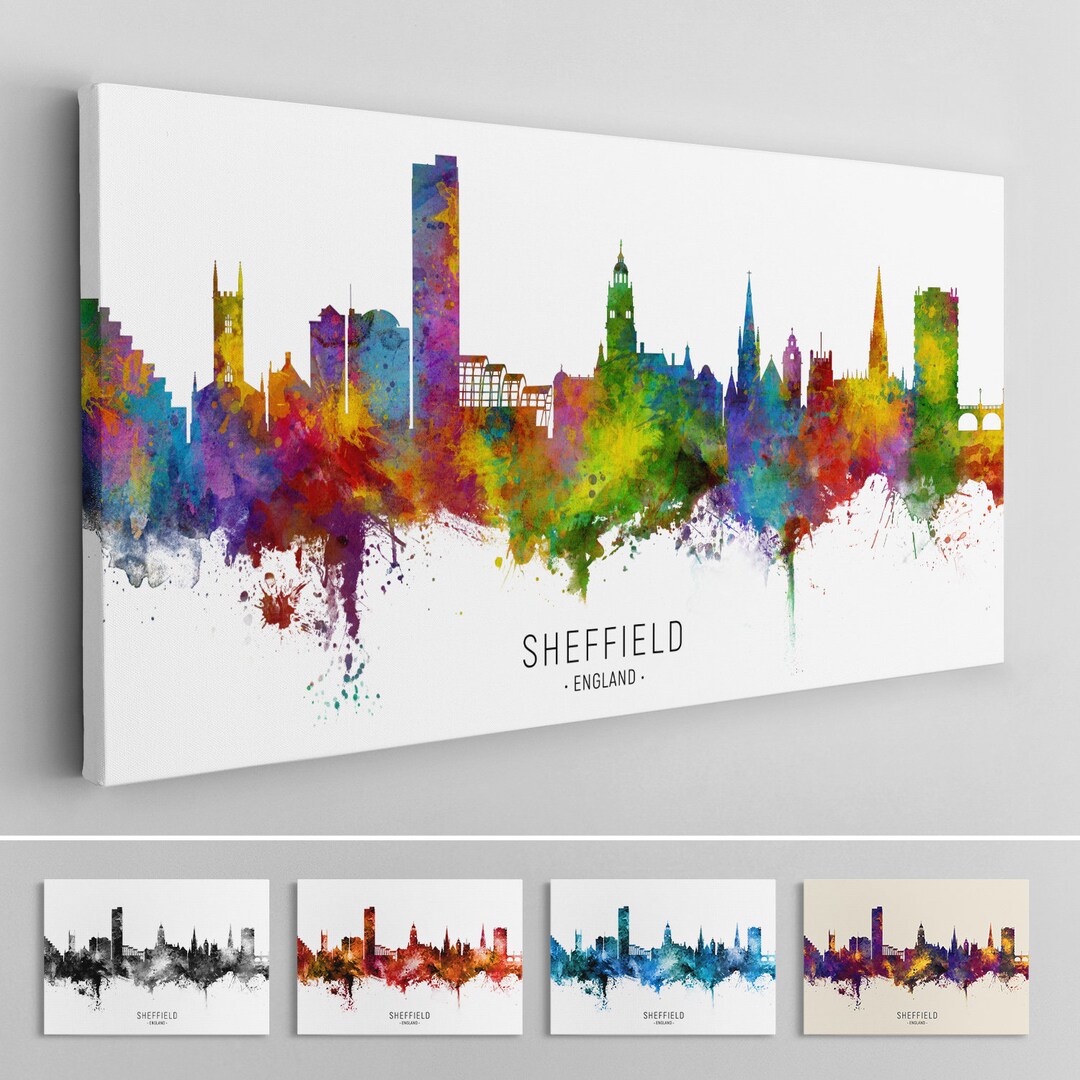 Sheffield Skyline Canvas, England Cityscape Box Canvas Art Print (16037 ...