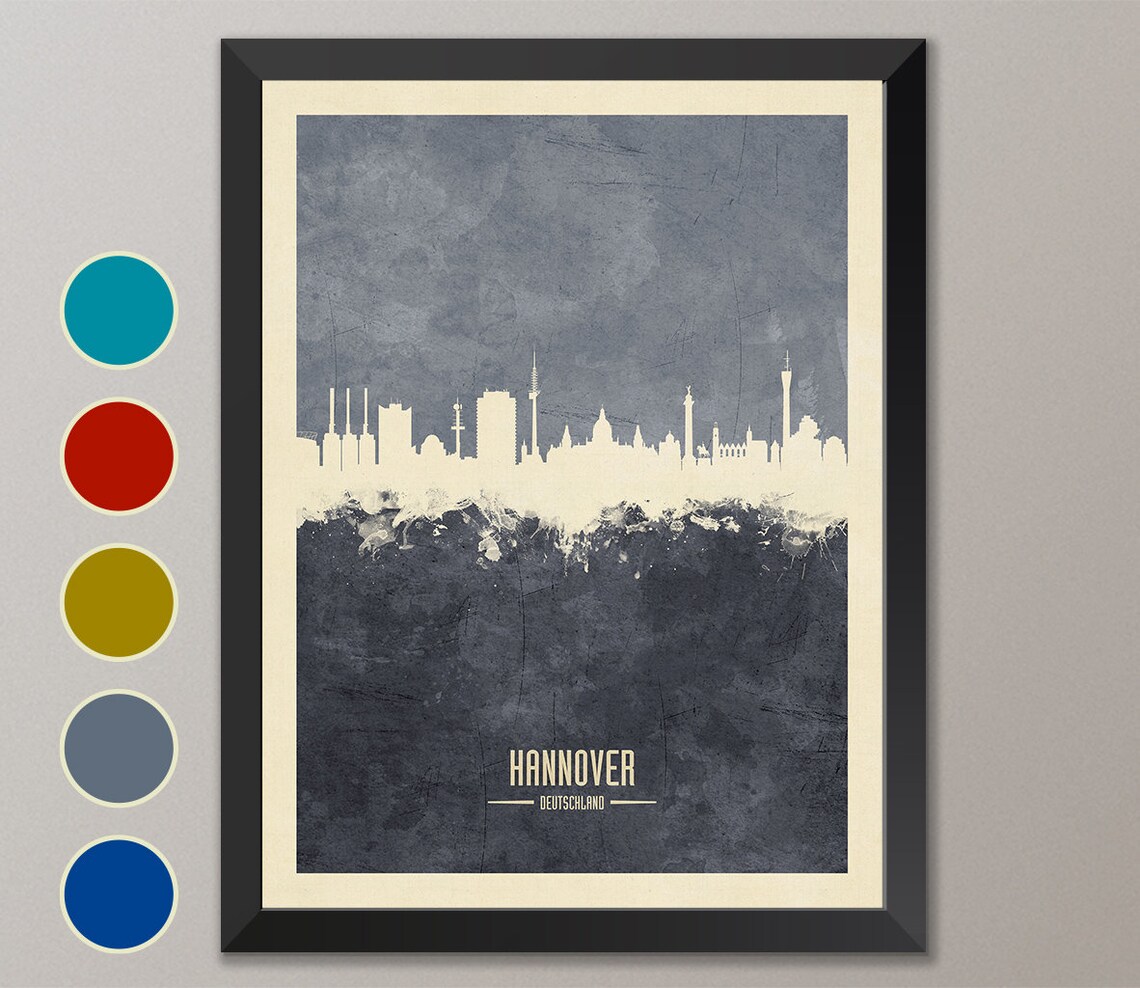 Hannover Skyline, Hannover Cityscape Germany, Watercolor Art Print ...