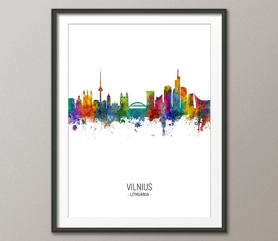 Vilnius Skyline, Vilnius Lithuania Cityscape Art Print Poster Portrait ...
