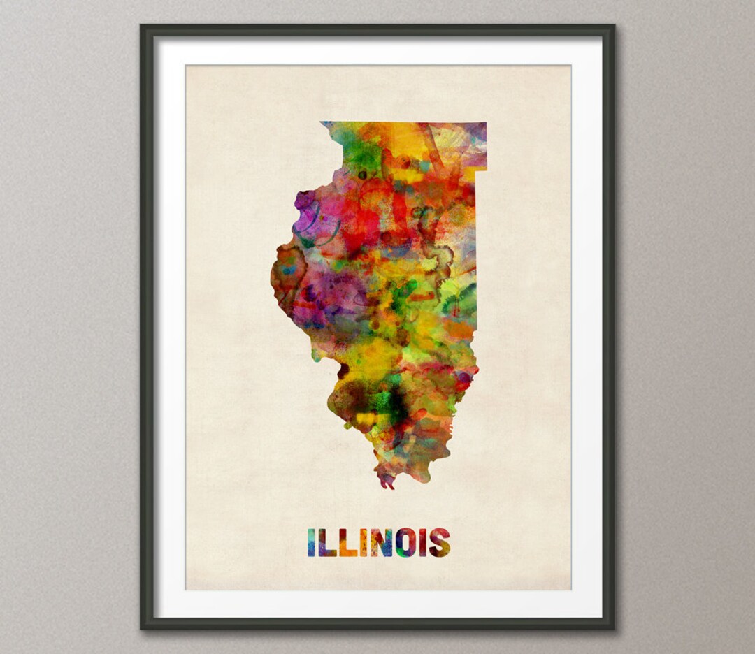 Illinois Watercolor Map USA Art Print 388 - Etsy
