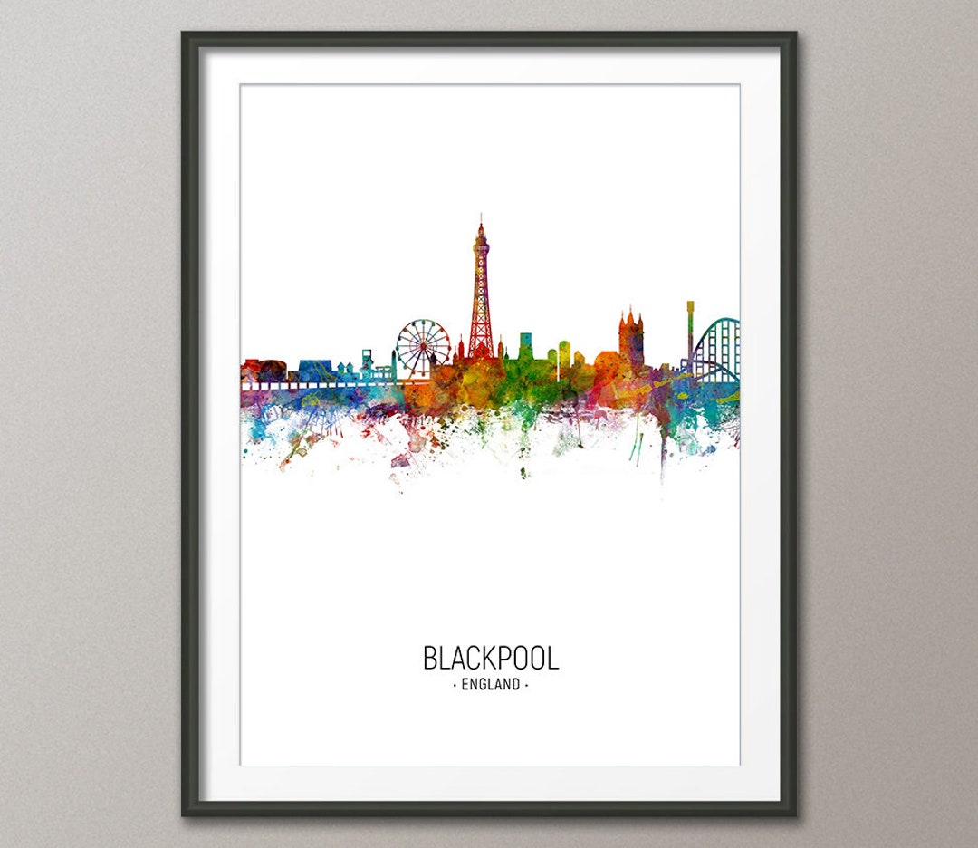 Blackpool Skyline, Blackpool England Cityscape Art Print Poster ...