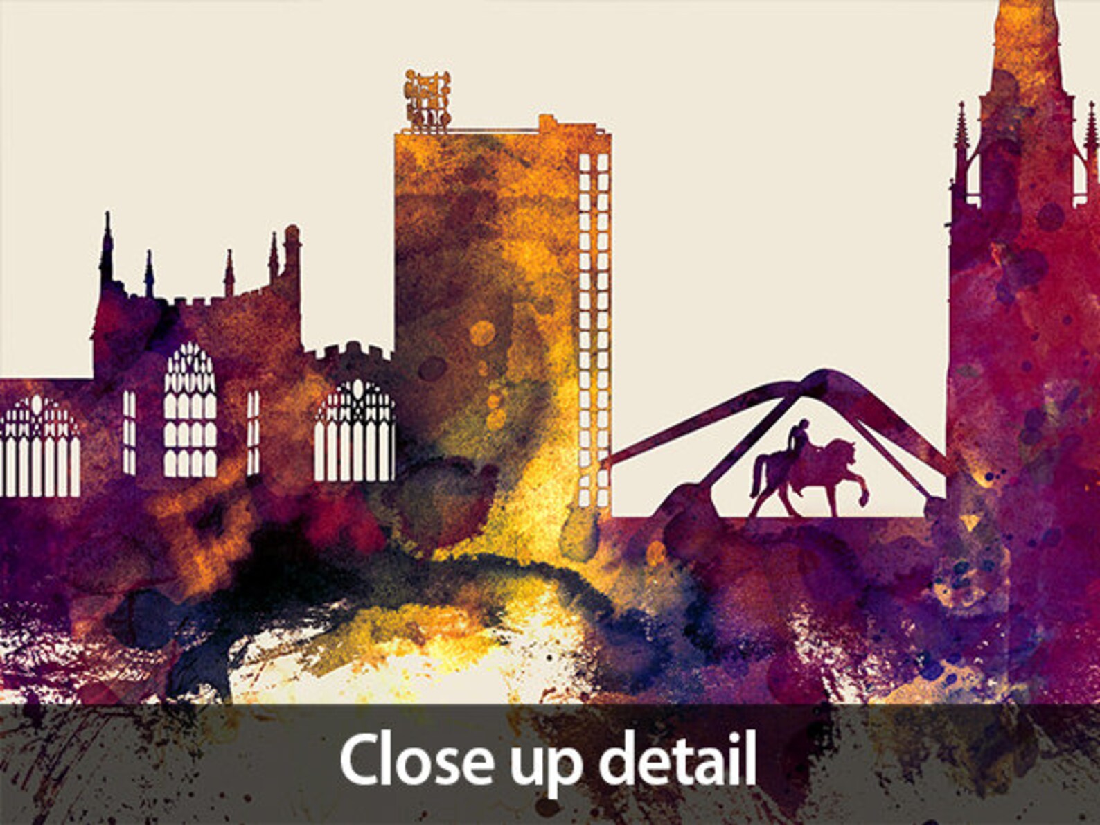 Coventry Skyline England Cityscape Painting Art Print Poster - Etsy