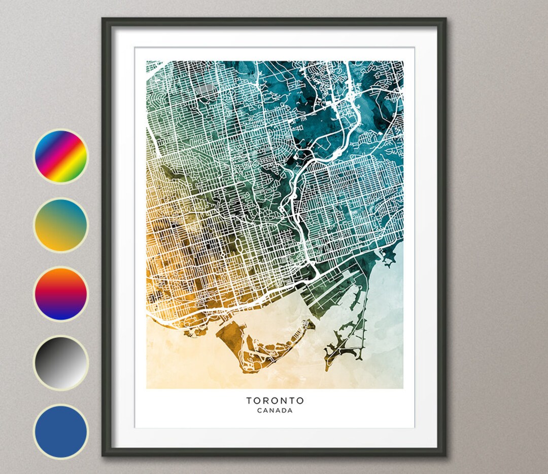 Toronto Map, Canada City Map, Watercolour Art Print Poster (31255) - Etsy