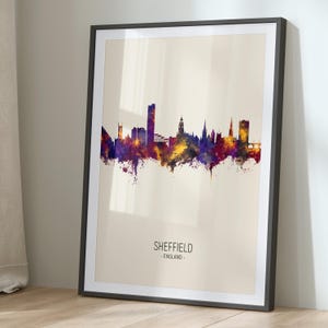 Sheffield Skyline, Sheffield England Cityscape Art Print Poster ...