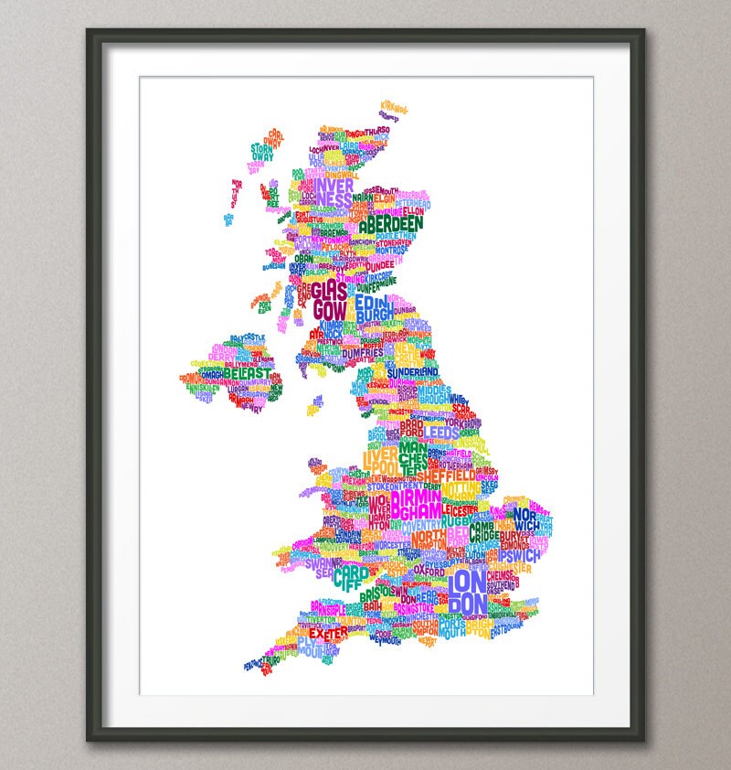 Great Britain UK City Text Map, Art Print (232) - Etsy UK