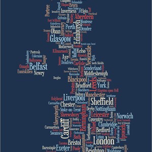 Great Britain UK City Typographic Text Map, Art Print (818) - Etsy