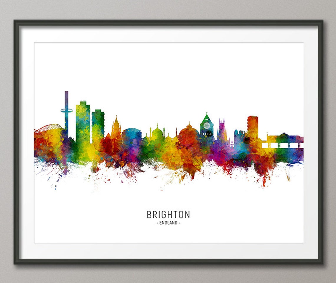 Brighton Skyline England Cityscape Painting Art Print Poster | Etsy