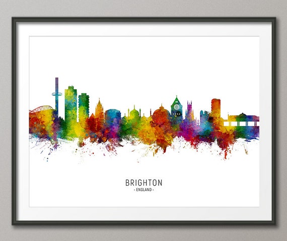 Brighton Skyline England Cityscape Painting Art Print Poster | Etsy