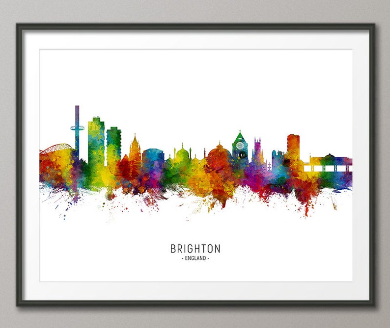 Brighton Skyline England Cityscape Painting Art Print Poster - Etsy