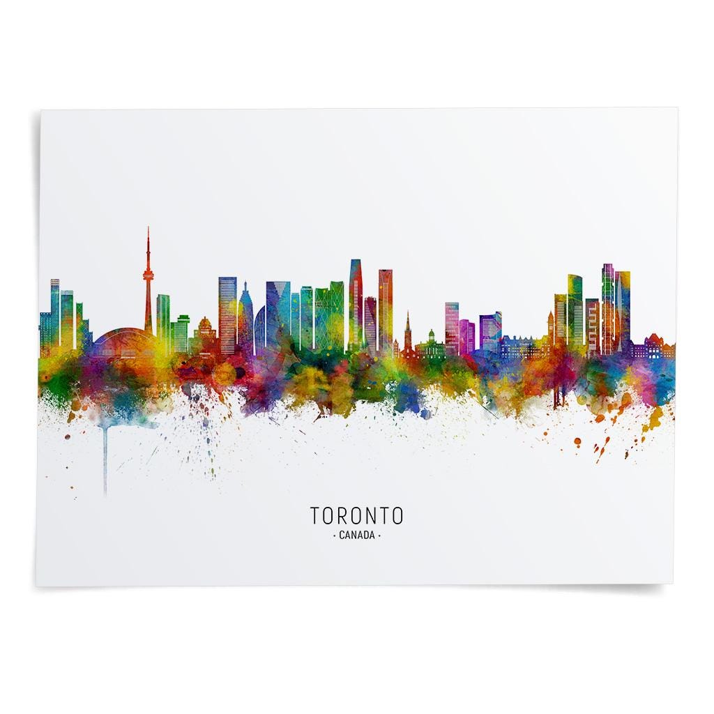 Toronto Skyline Canada, Cityscape Painting Art Print Poster CX (43353 ...