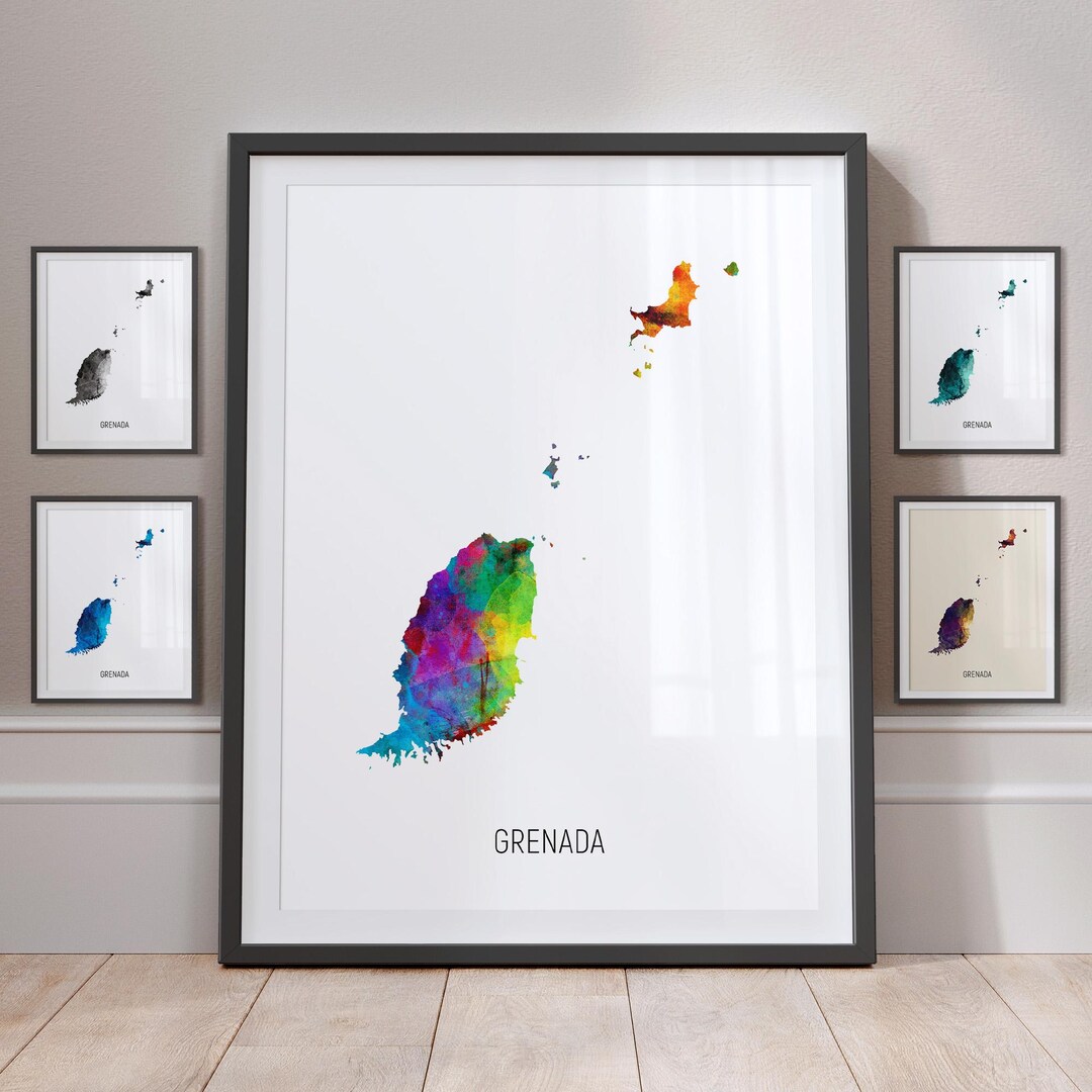 Grenada Map, Watercolour Painting Art Print Poster MX (10839) - Etsy