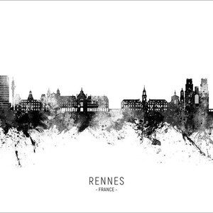 Rennes Skyline Rennes France Cityscape Art Print Poster | Etsy