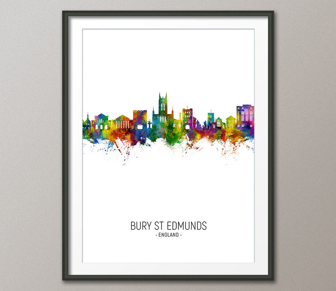 Bury St Edmunds Skyline, Bury St Edmunds England Cityscape Art Print ...