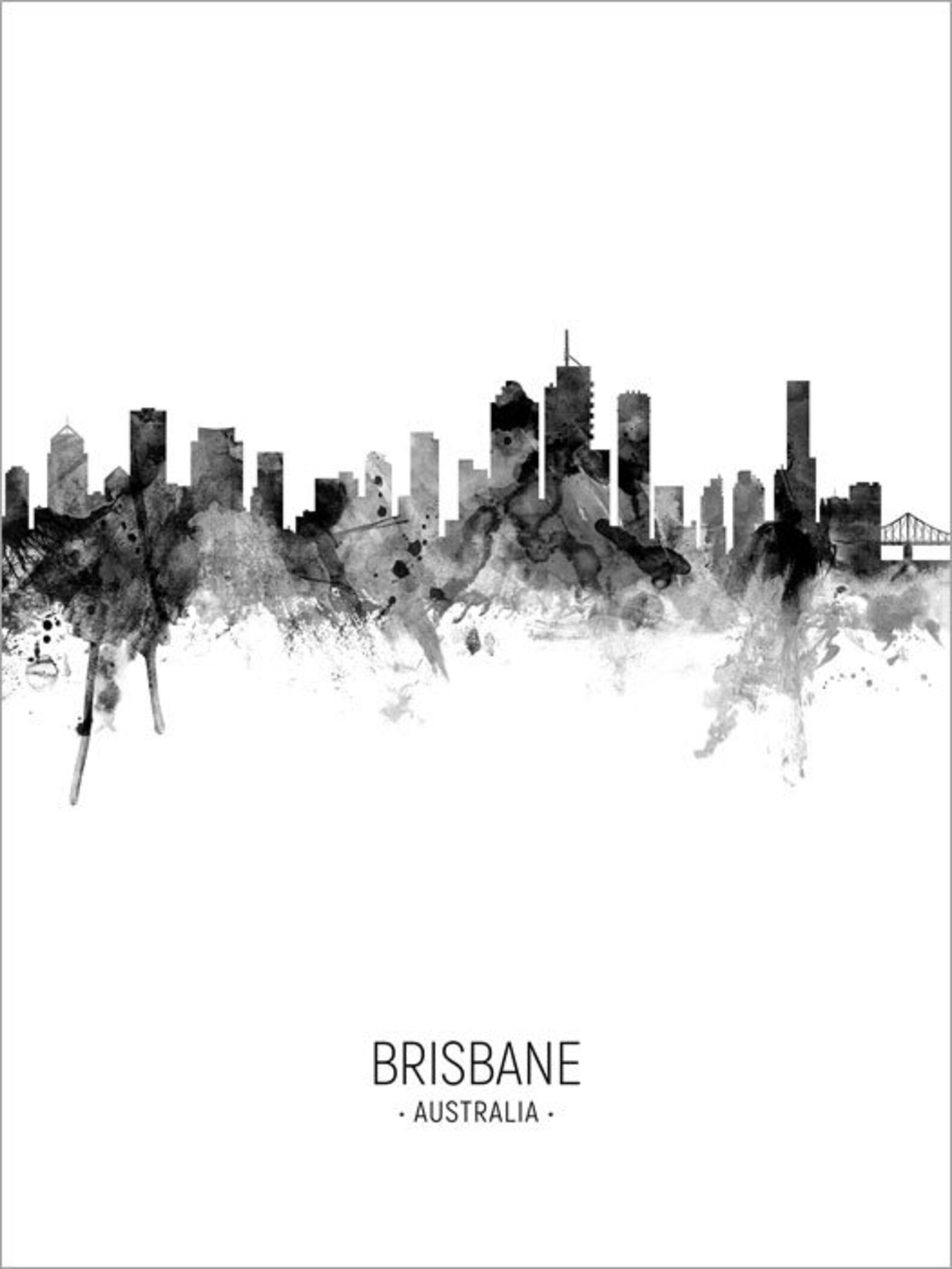 Brisbane Skyline Brisbane Australia Cityscape Art Print - Etsy