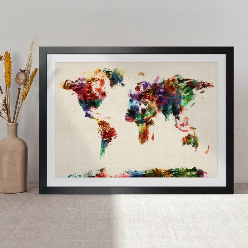 Map of the World Map Abstract Painting, Art Print WM (904) - Etsy UK