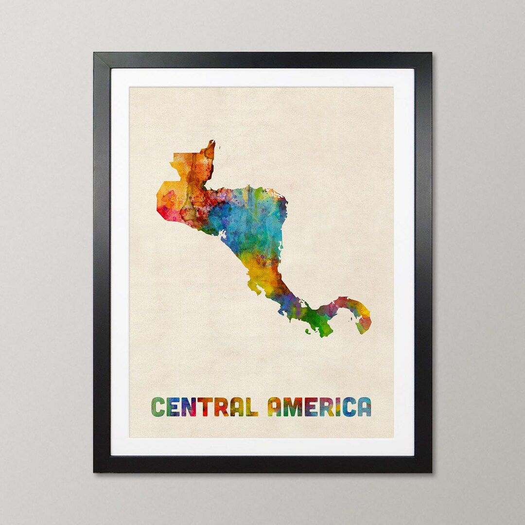 Central America Map, Watercolour Art Print Poster, Country Travel Wall ...