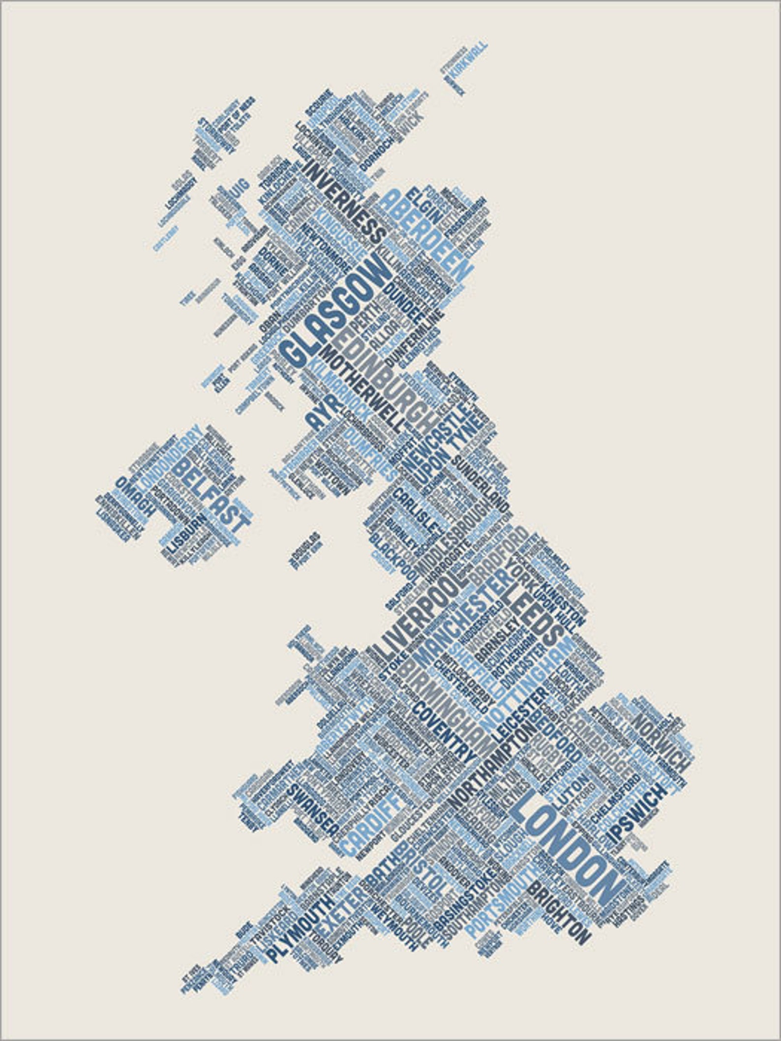 Great Britain UK City Text Map Art Print 308 - Etsy