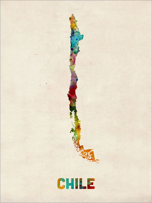 Chile Watercolor Map Art Print 538 - Etsy