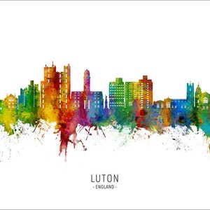 Luton Skyline England, Cityscape Painting Art Print Poster CX 23875 - Etsy