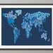 Typography Text Map of the World Map Art Print 602 - Etsy
