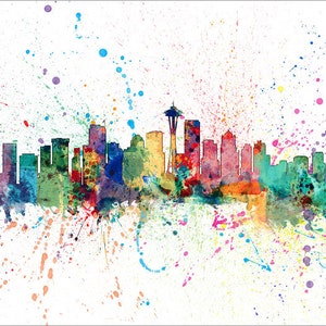 Seattle Skyline, Seattle Washington Cityscape Art Print (1957) - Etsy