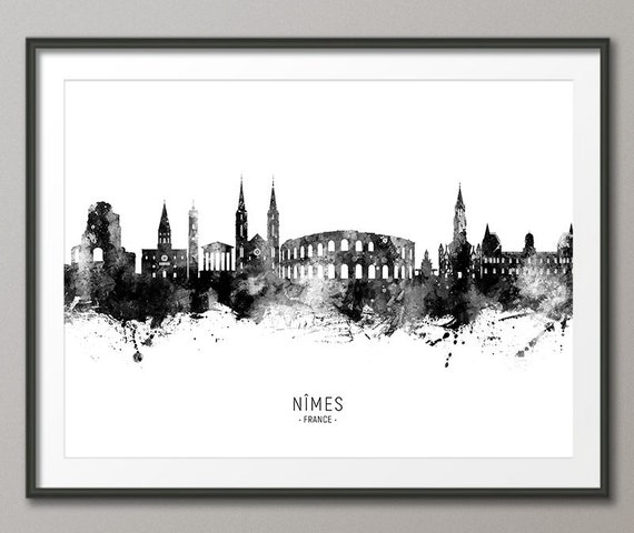 Nimes Skyline Nimes France Cityscape Art Print Poster 26211 - Etsy