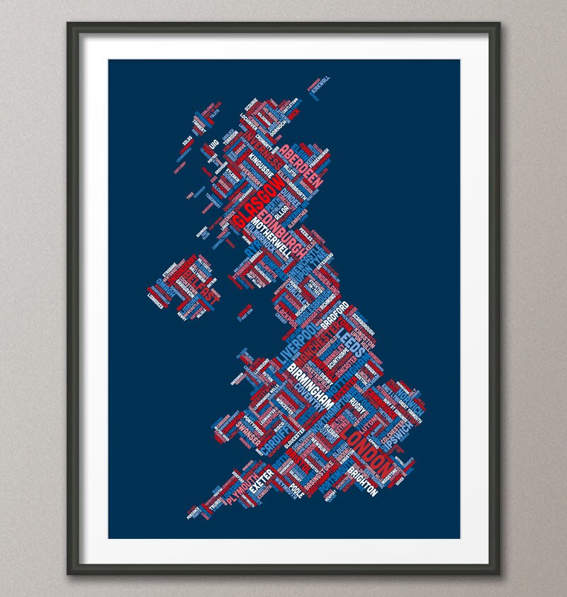 Great Britain UK City Text Map Art Print 305 - Etsy UK