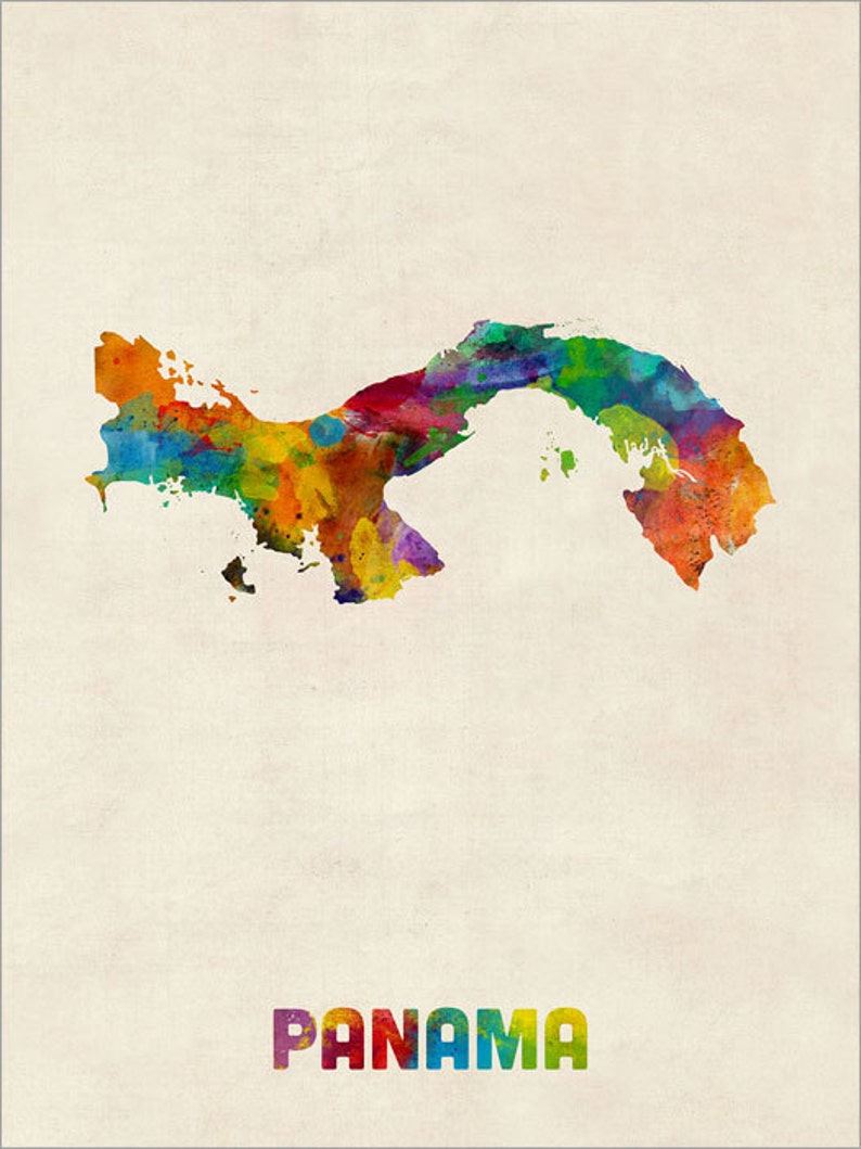 Panama Watercolor Map Art Print 1334 | Etsy