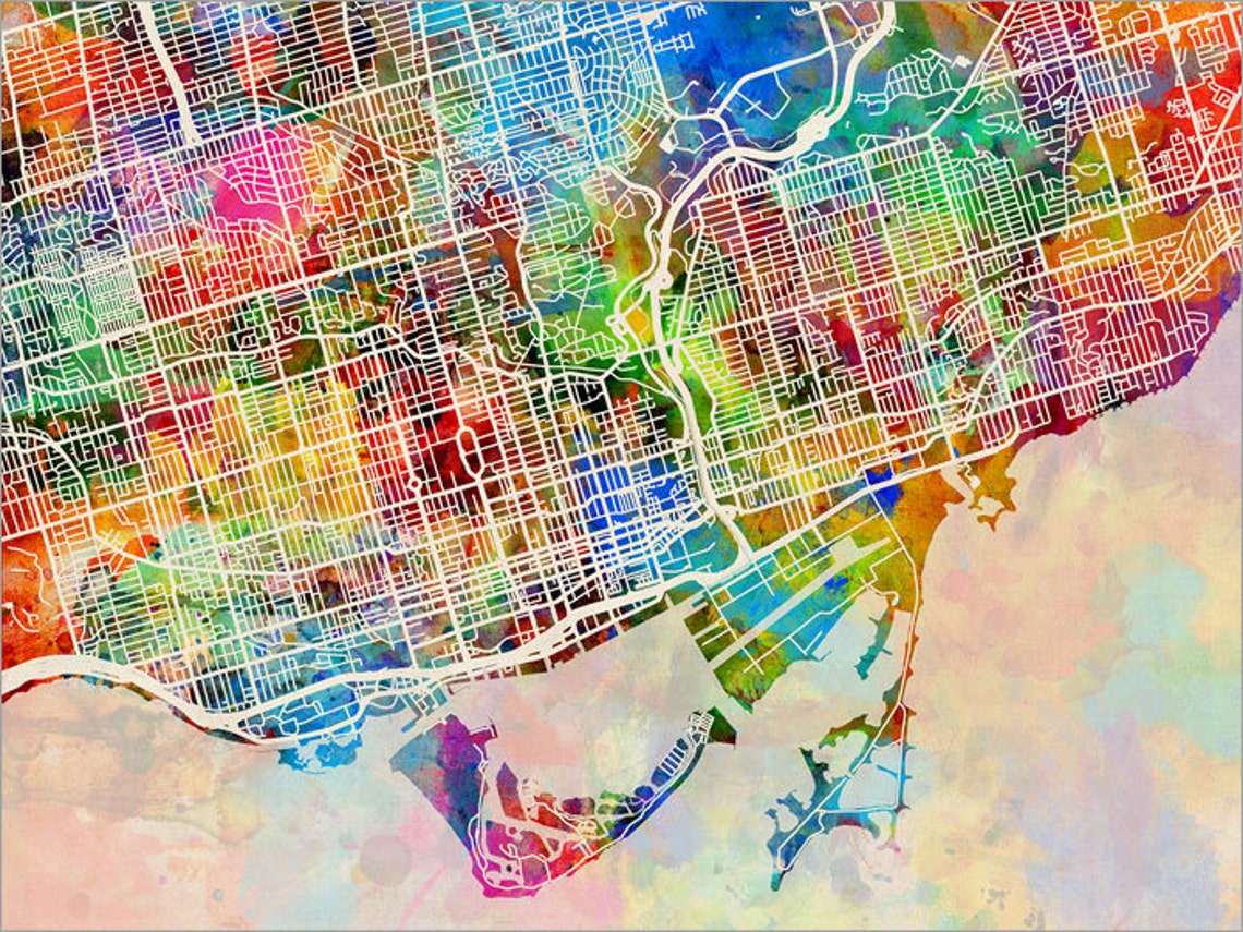 Toronto City Map Ontario Canada Art Print 1344 - Etsy