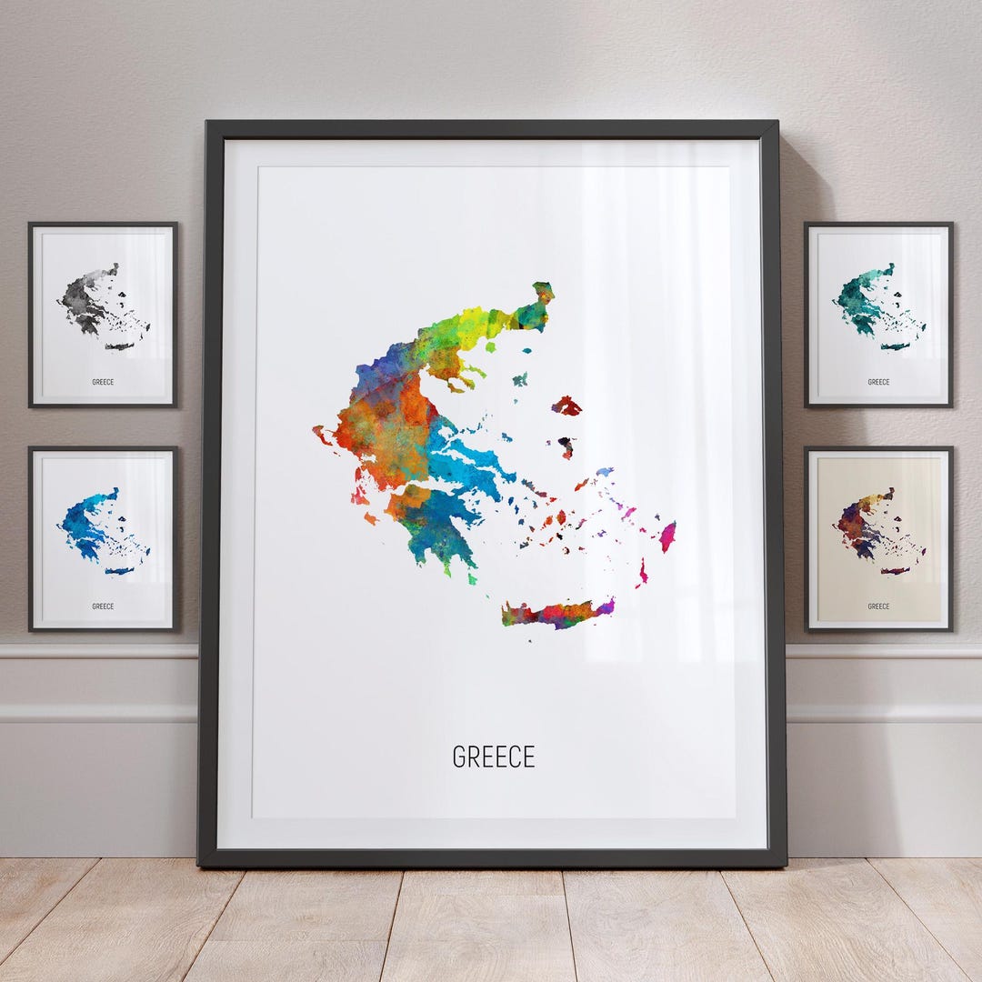 Greece Map, Watercolour Painting Art Print Poster MX (10838) - Etsy
