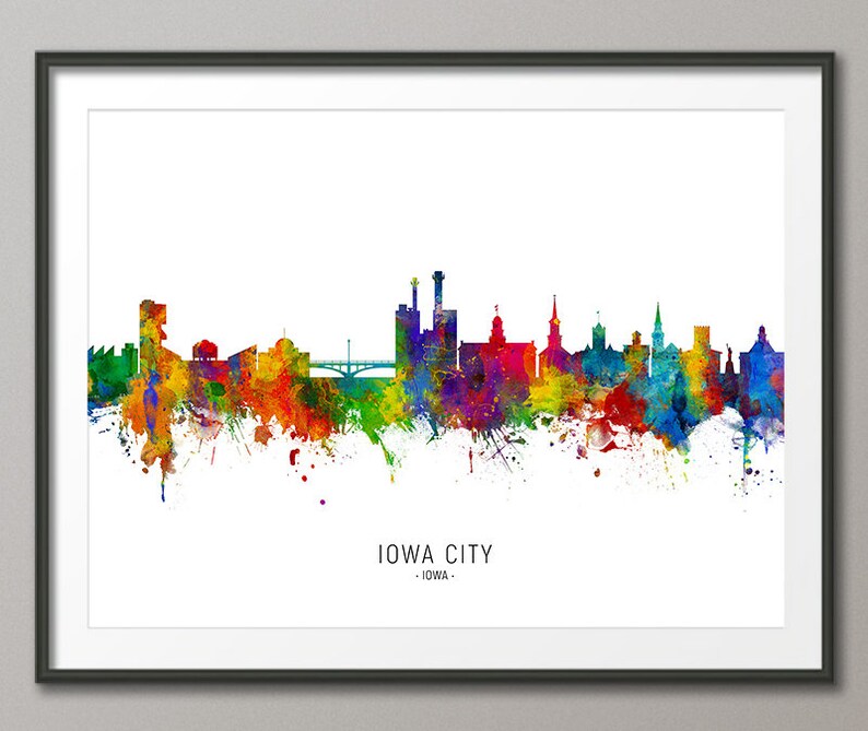 Iowa City Skyline Iowa Cityscape Painting Art Print Poster CX - Etsy ...