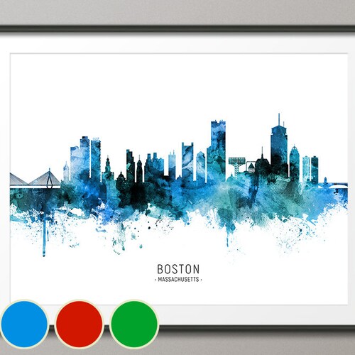 Boston Skyline Massachusetts Cityscape Painting Art Print - Etsy