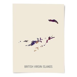 British Virgin Islands Map, Watercolour Painting Art Print Poster MX ...