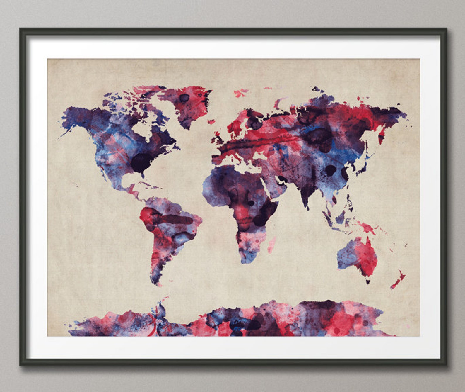 Watercolor Map of the World Map Art Print 103 - Etsy