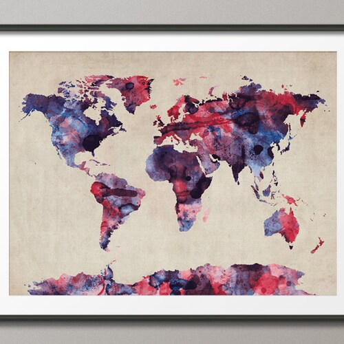 Abstract Painting Map of the World Map Art Print 225 - Etsy