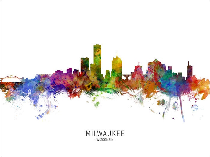 Milwaukee Skyline Wisconsin Cityscape Painting Art Print - Etsy