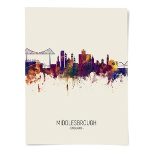 Middlesbrough Skyline, England Cityscape Art Print Poster Portrait - PX ...