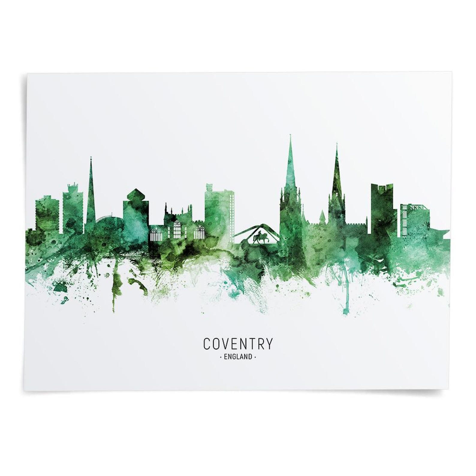 Coventry Skyline England, Cityscape Painting Art Print Poster CX (6555 ...