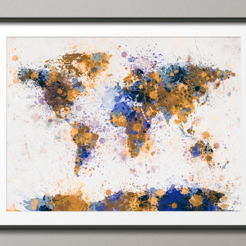 Abstract Painting Map of the World Map Art Print 225 - Etsy