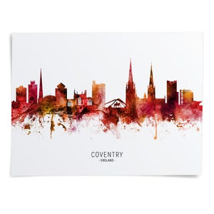 Coventry Skyline England, Cityscape Painting Art Print Poster CX 6555 ...