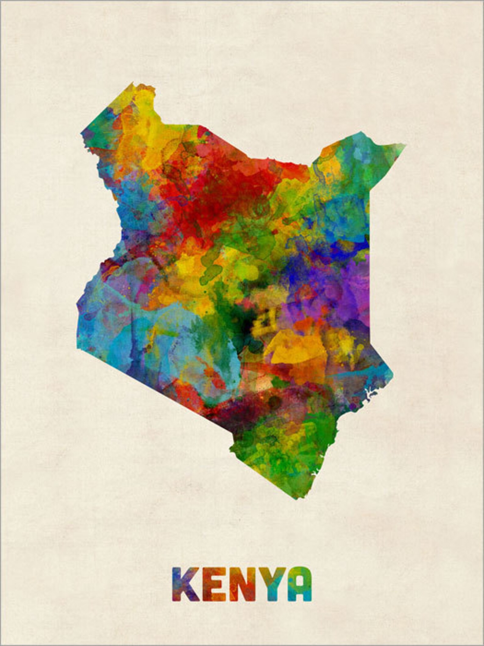 Kenya Watercolor Map Art Print 2729 | Etsy