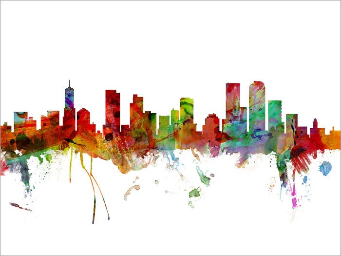 Denver Skyline Colorado Cityscape Painting Art Print Poster | Etsy