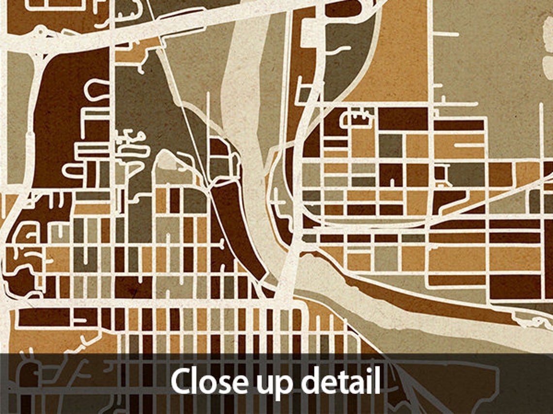 Lawrence Map Lawrence Kansas City Map Beige Brown Art Print | Etsy