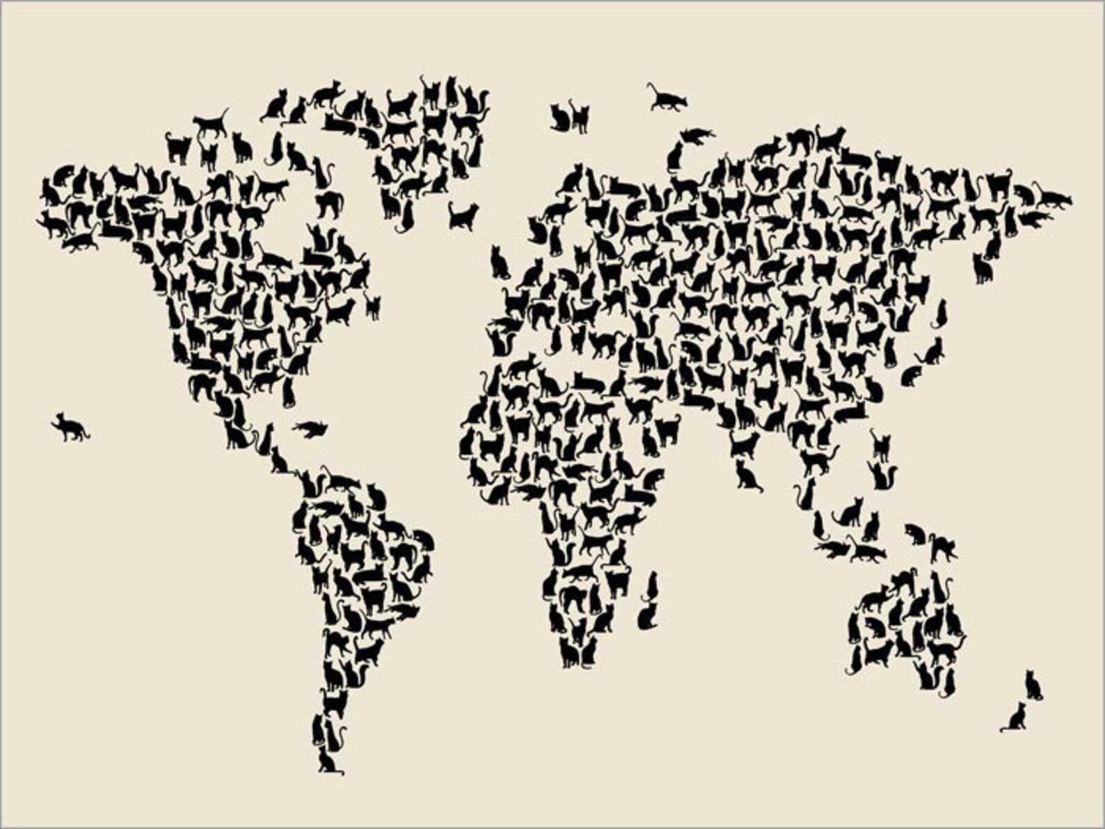 Cats Map of the World Map Art Print 182 - Etsy