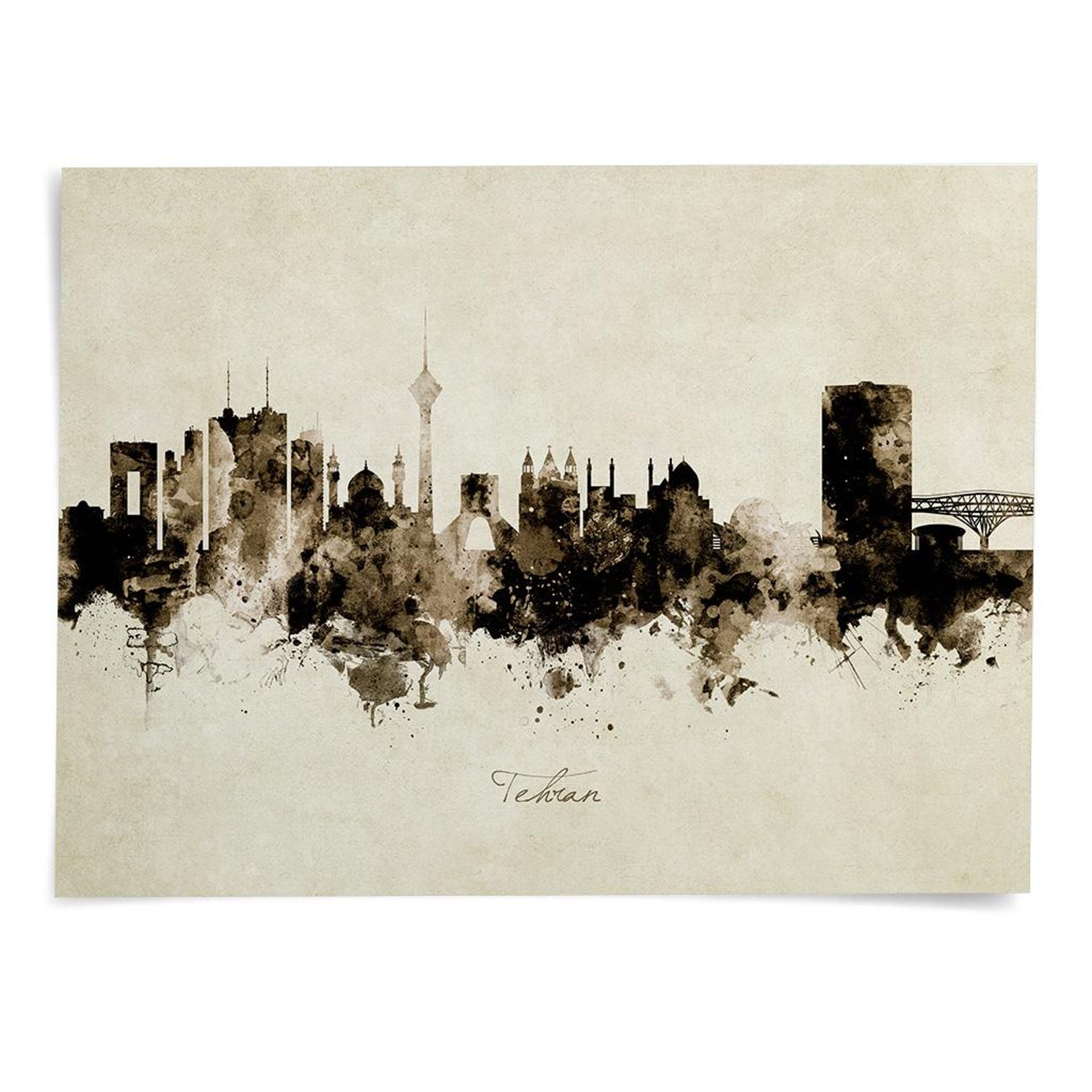 Tehran Skyline Iran, Cityscape Painting Art Print Poster LX (14991) - Etsy